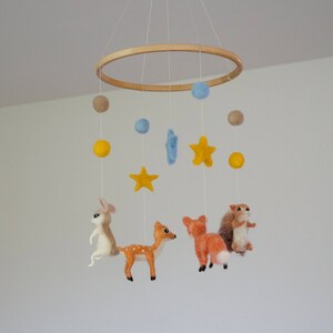 Felt Woodland Baby Mobile: Needle Felted Forest Animals Nursery Decor ...