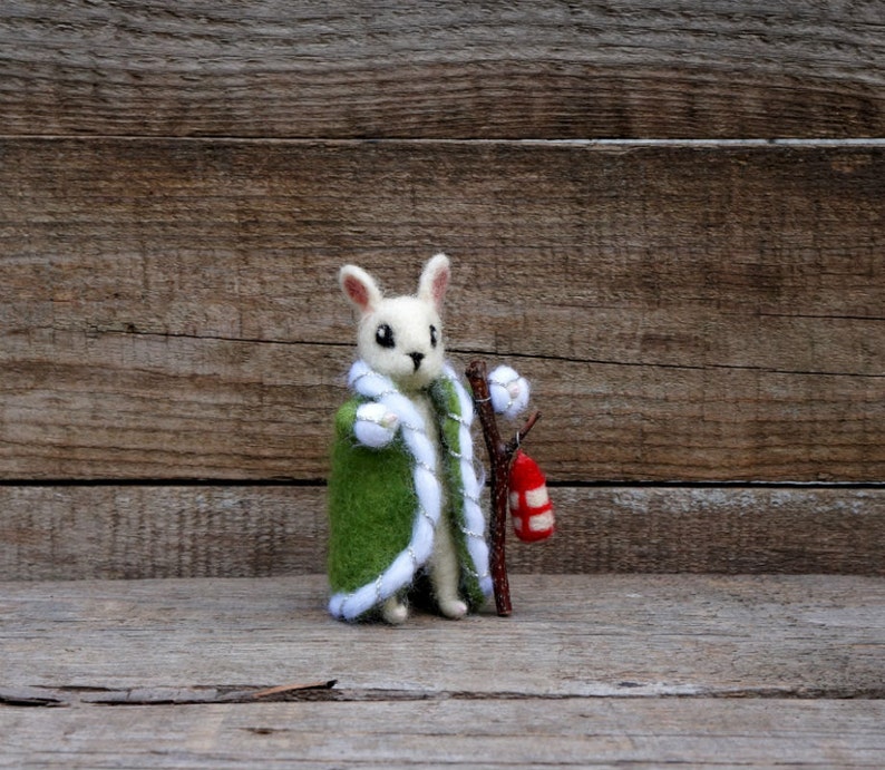 Santa Christmas Ornament Felted Bunny Mini Rabbit Christmas Lantern ...