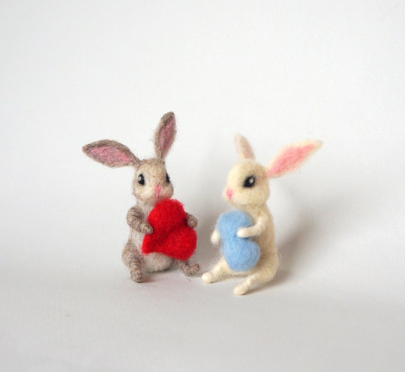 Felt Miniature Bunny Valentine's Art Doll Valentine's - Etsy