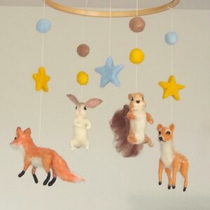 Felt Woodland Baby Mobile: Needle Felted Forest Animals Nursery Decor ...