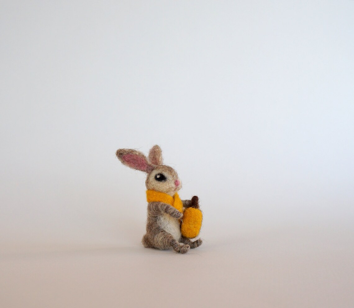 Traveler Bunny Tiny Felt Animal Wool Rabbit Cute Decor Mini | Etsy