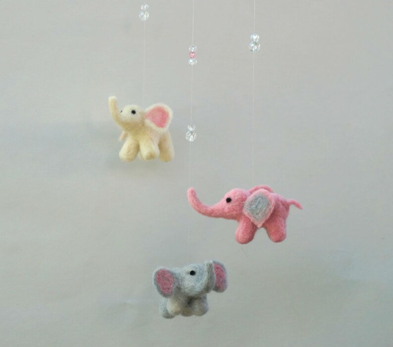 Elephant Mobile Felted Animal Mobile Felted Baby Mobile Child Decor ...