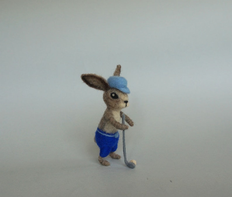 Golfer Rabbit Father's Day Gift Woolen Bunny Playing Golf - Etsy