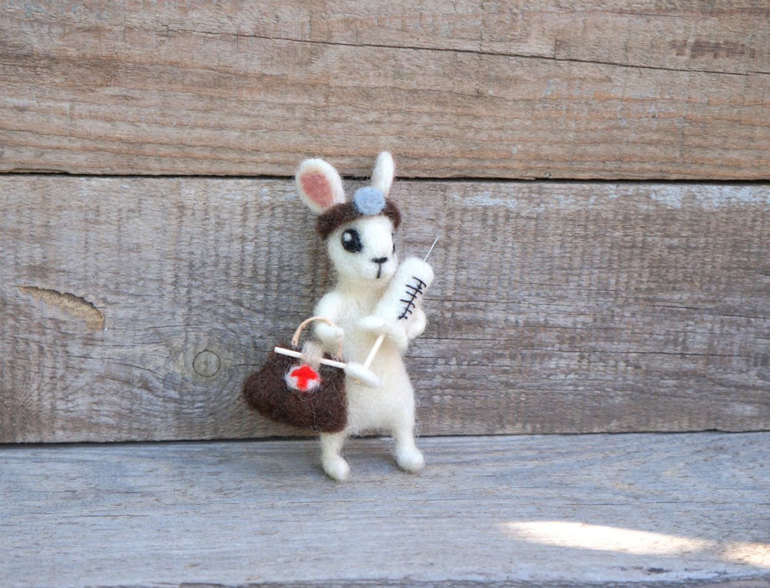 Doctor Bunny Ornament Felted Doll Medical Rabbit Cute Gift for Surgeon ...