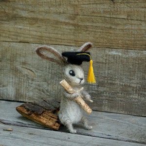 Graduation Bunny Felted Rabbit Graduation Present College Cute Gift for ...