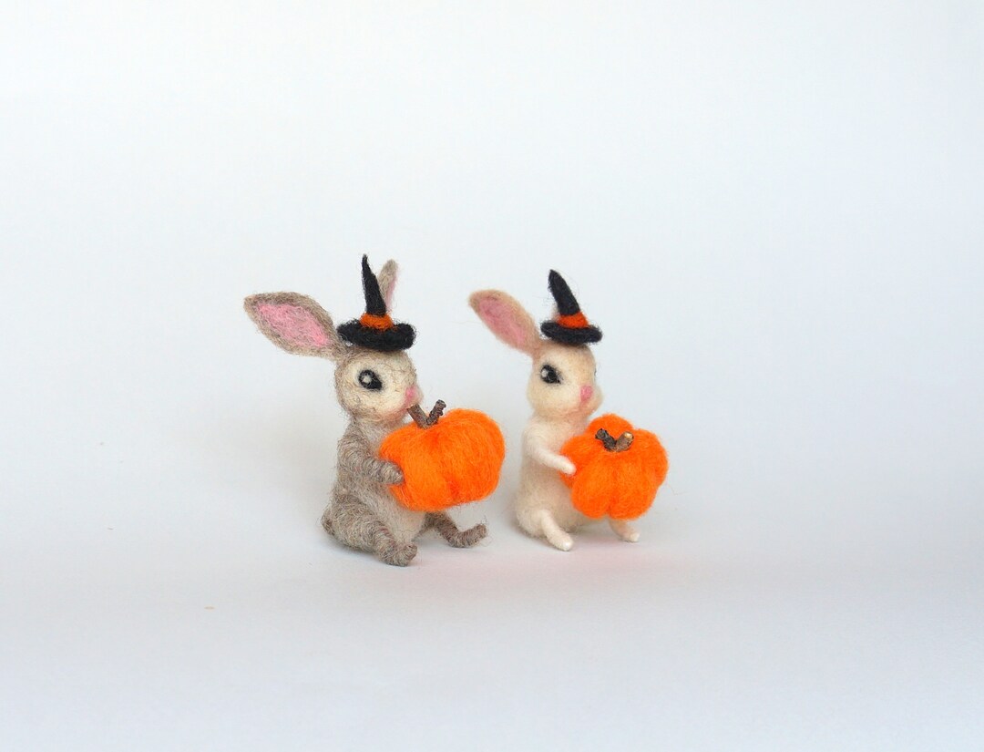 Miniature Bunny Wool Rabbit Dollhouse Bunny Witch Bunny Little Hare ...