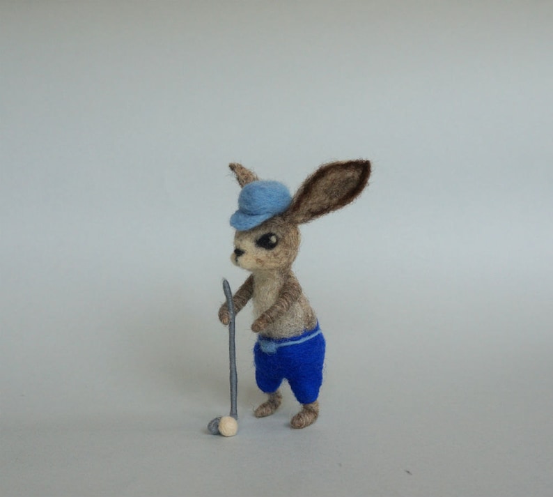 Golfer Rabbit Father's Day Gift Woolen Bunny Playing Golf - Etsy