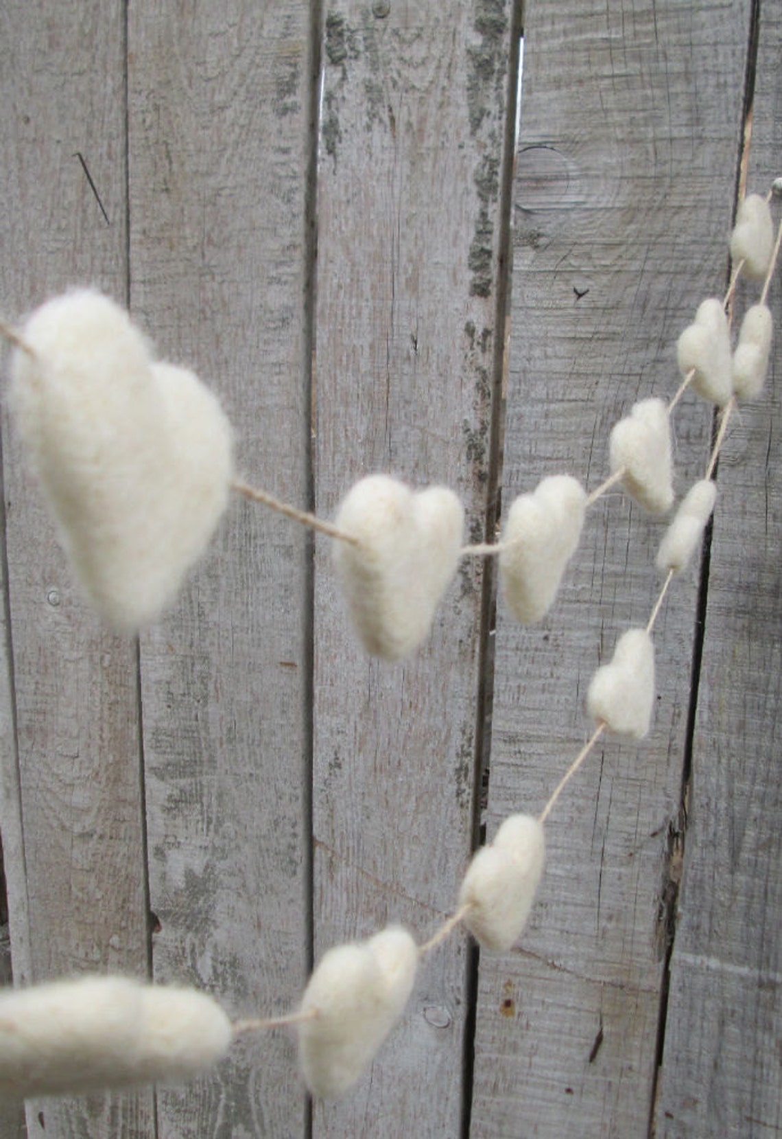 White Heart Banner Felt Heart Garland Valentine's Felt | Etsy