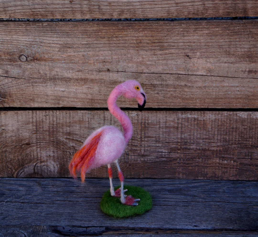 Flamingo Felted flamingo Pink Flamingo Needle Felted Bird Pink | Etsy