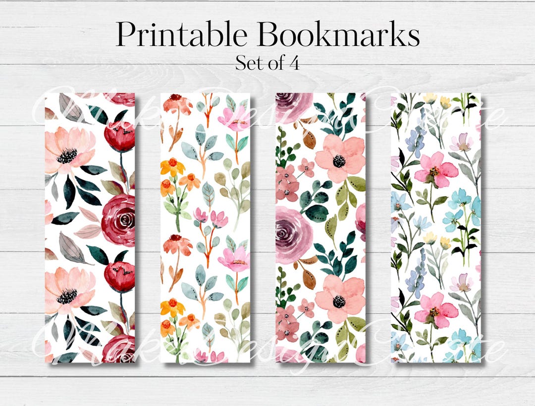 Floral Bookmarks | Printable Bookmarks | Watercolor & Flower Bookmarks ...