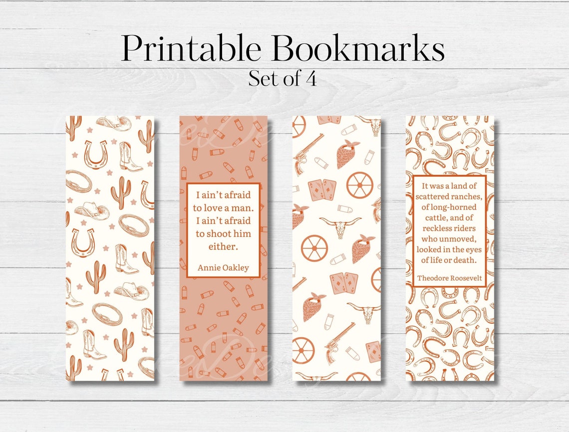 Western Bookmarks Cowboy Bookmarks Printable Bookmarks Horse Bookmarks Bookish Gifts Digital ...