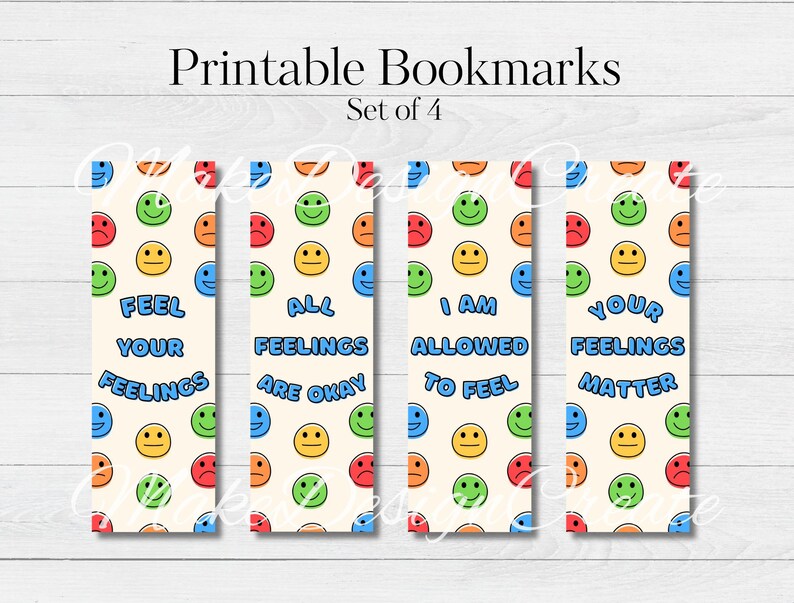 Feelings Bookmarks | Kids Printable Bookmarks | Smiley Face & Emotion ...