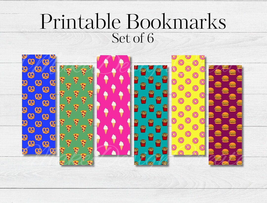 Junk Food Bookmarks | Printable Bookmarks | Fast Food & Snack Bookmarks ...