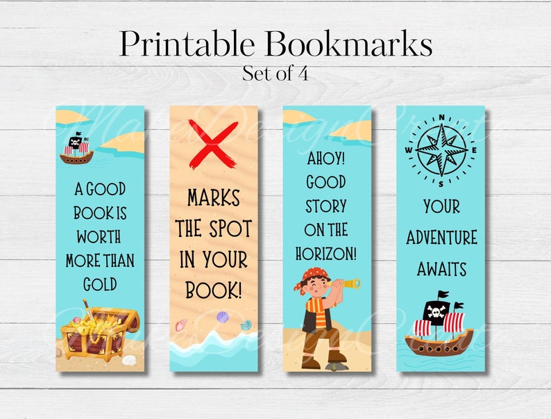 Pirate Bookmarks | Kids Bookmarks | Summer Bookmarks | Teacher ...