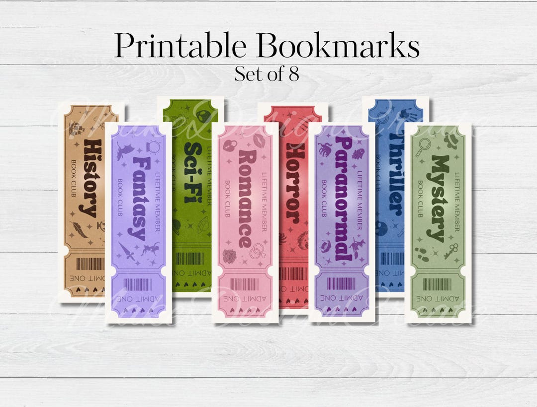 Genre Bookmarks | Fantasy, Romance, Horror, Mystery | Ticket Bookmarks ...