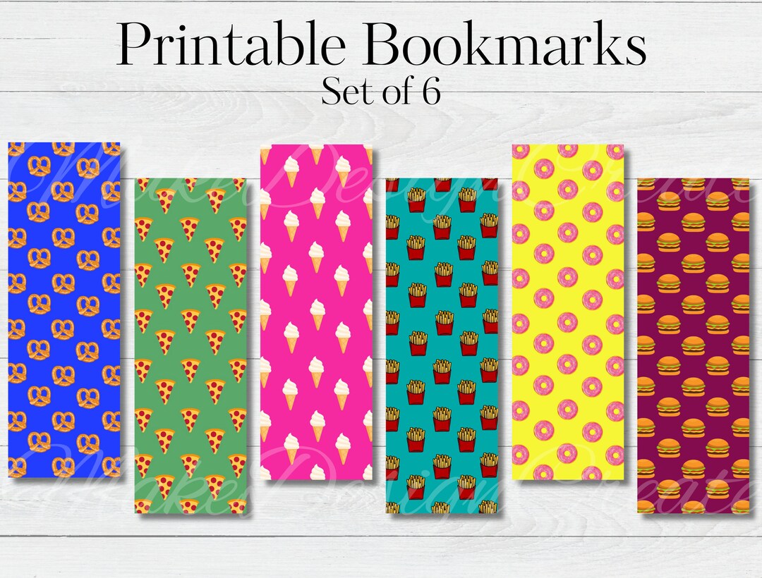 Junk Food Bookmarks Printable Bookmarks Food Bookmarks Book Lover Gifts ...