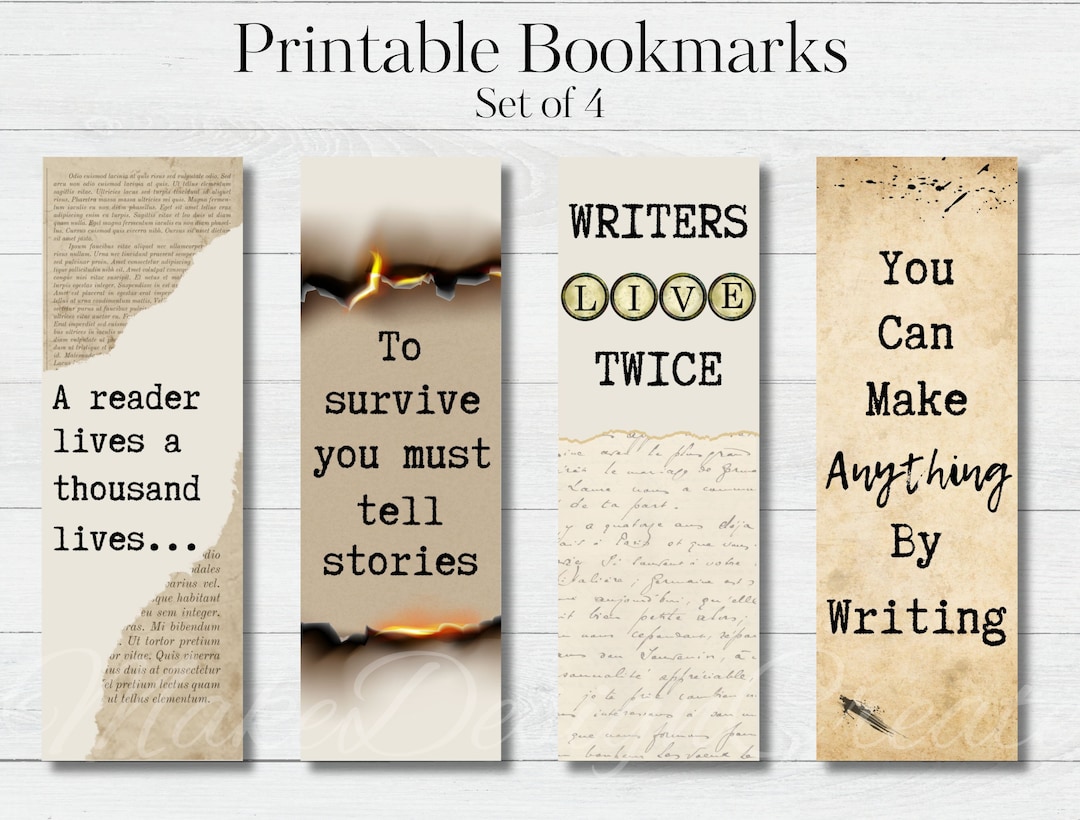 Writing Quote Bookmarks Printable Bookmarks Vintage Bookmarks Book ...