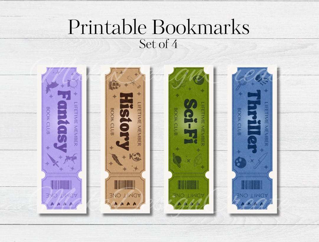 Genre Bookmarks | Fantasy, History, Scifi, Thriller | Ticket Bookmarks ...