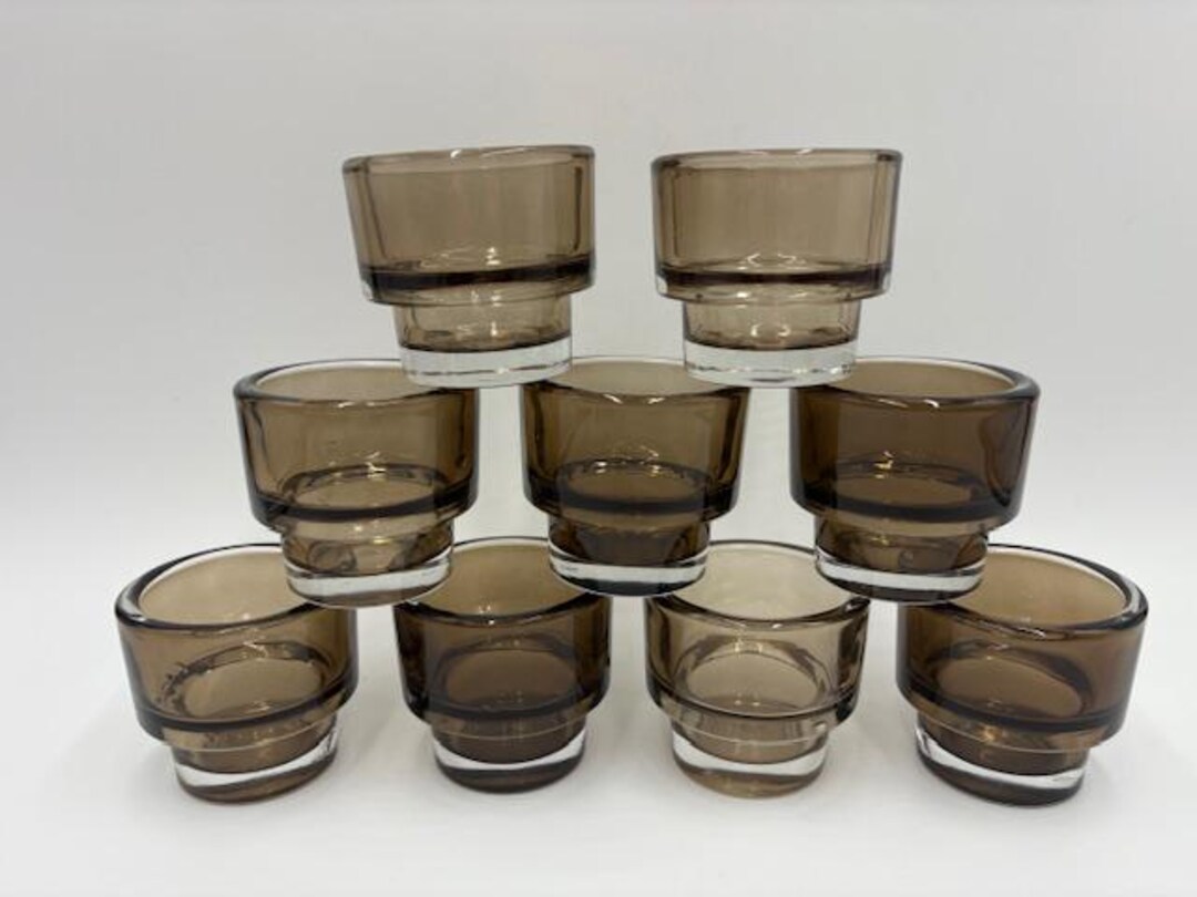 Vintage Rocks Glasses - Rocks Glasses - Rocks Glass - Set of 9 - Smokey ...