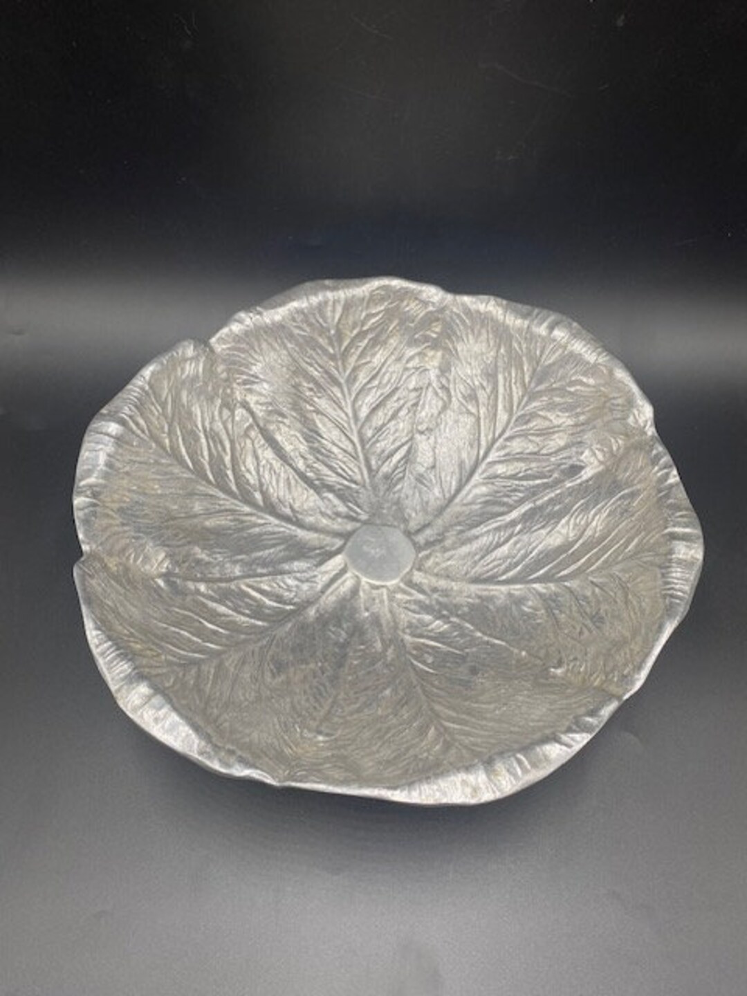 Vintage Silver Cabbage Bowl - Silver Cabbage Bowl - Vintage Pewter ...