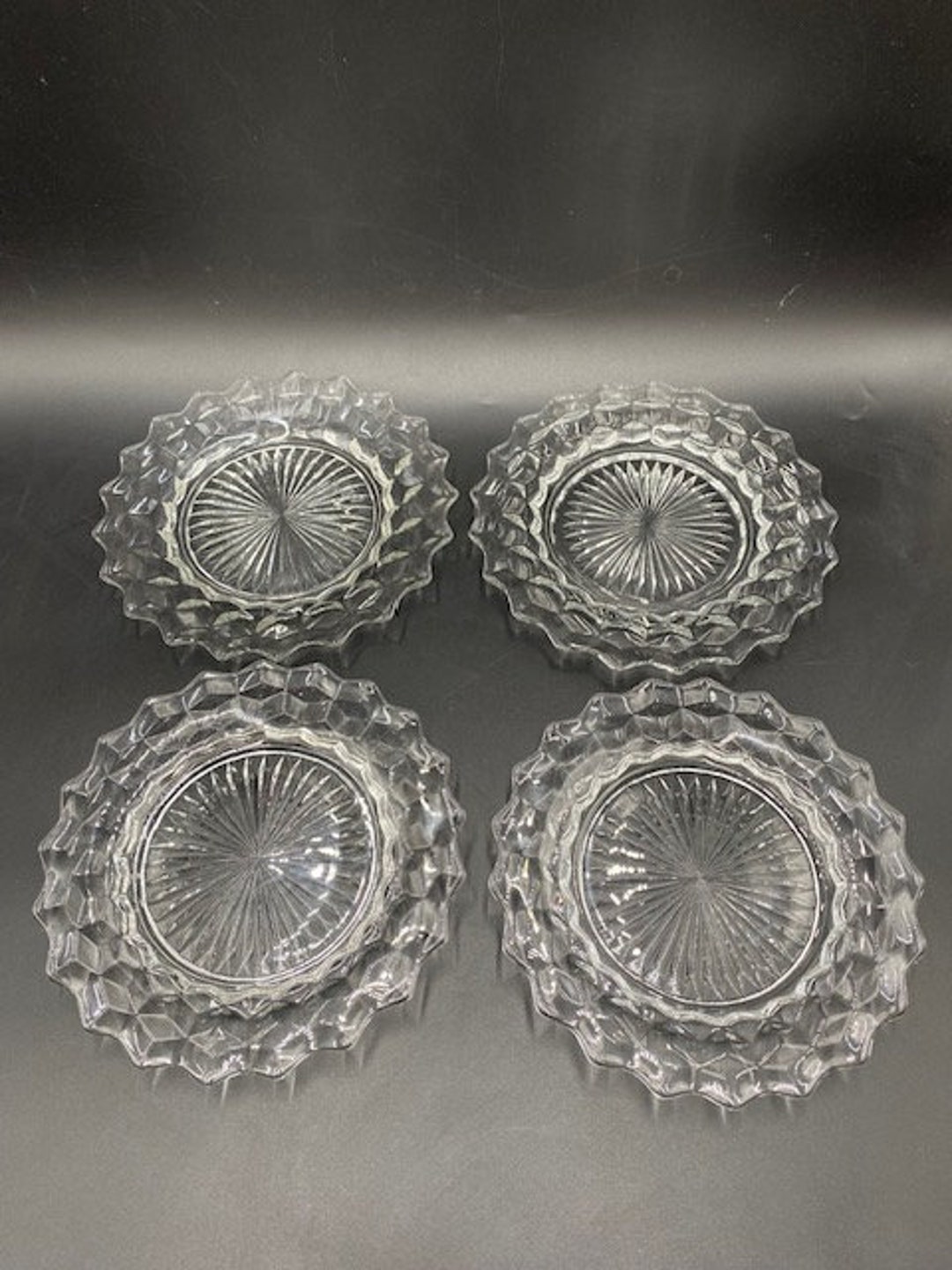 Vintage Glass Cocktail Plates - Glass Cocktail Plates - Set of 4 ...