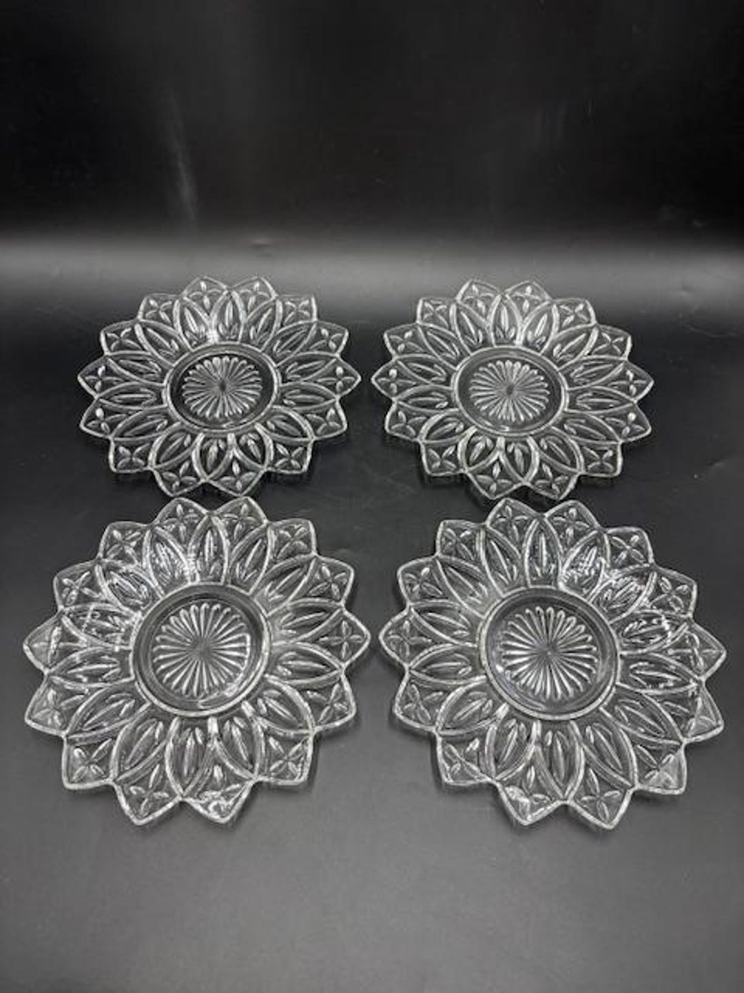 Vintage Glass Plates - Glass Plate - Set of 4- Vintage Glass Cocktail ...