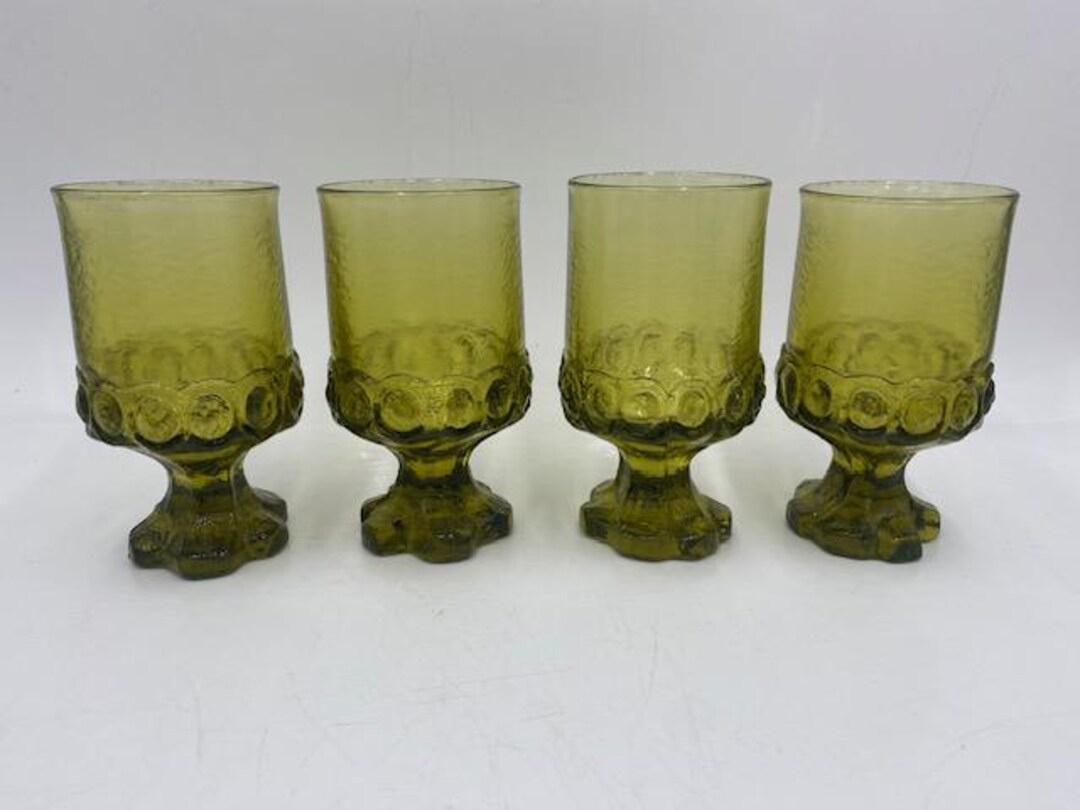 Vintage Green Glass Goblets - Tiffin Franciscan Madeira Goblets - Set ...