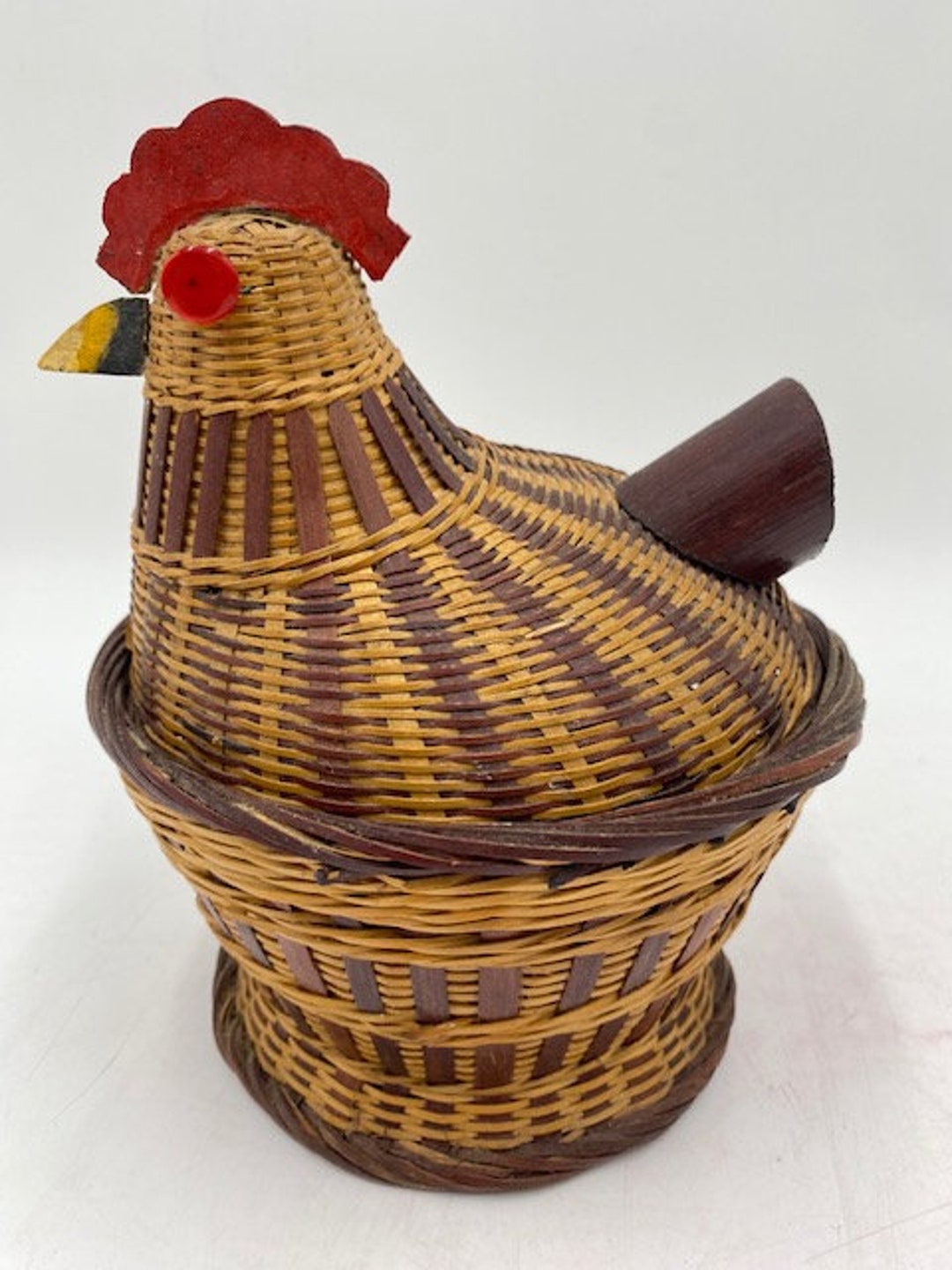 Vintage Chicken Basket Vintage Rooster Basket Vintage Basket Basket ...