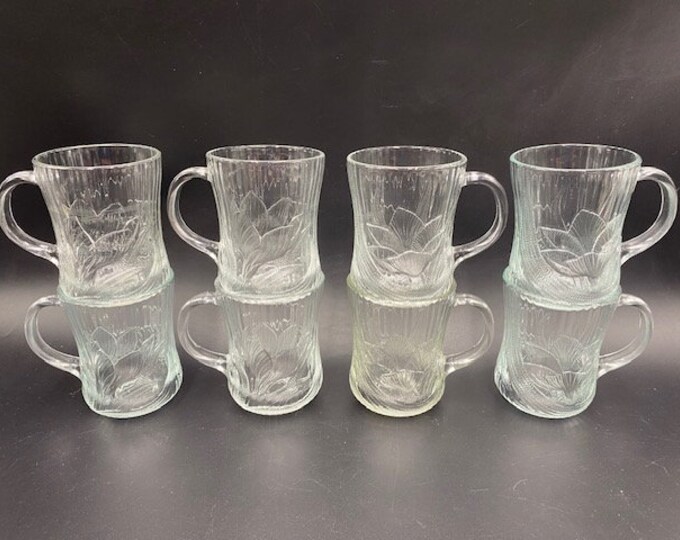 Vintage Clear Glass Mugs Clear Glass Mugs Set Of 8 Glass Mugs Vintage Glass Mugs Vintage Mugs