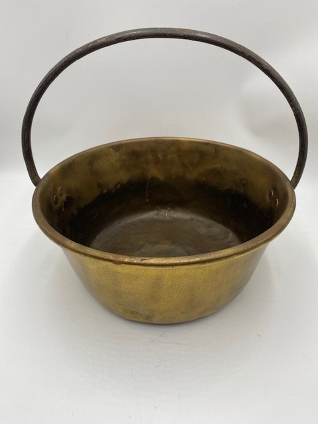 Large Vintage Brass Pot Vintage Brass Pot Fireplace Pot Hearth Pot With Handle French Farmhouse