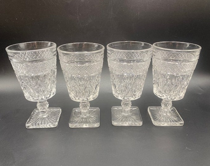 Vintage Glass Goblets Glass Goblets Set Of 4 Clear Glass Goblet Goblet Vintage Water Glass