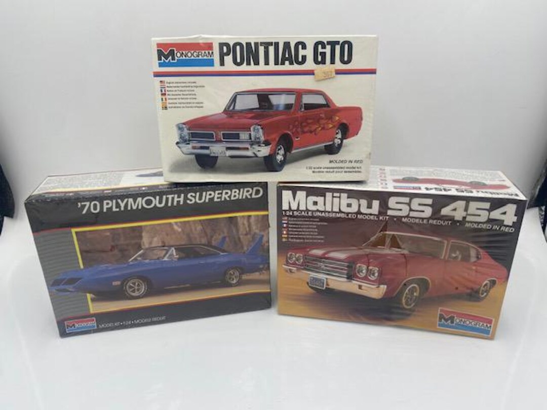 Vintage Model Car Kits - Pontiac GTO - 1970 Plymouth Superbird - Malibu ...