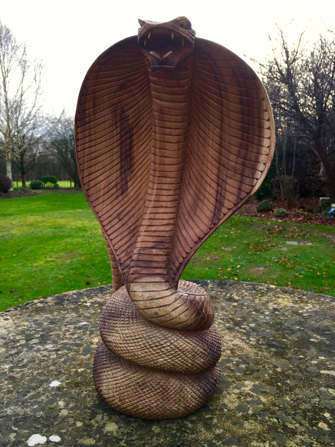 Extra Large, Beautifully Handcrafted Wooden Cobra Snake - Protection ...