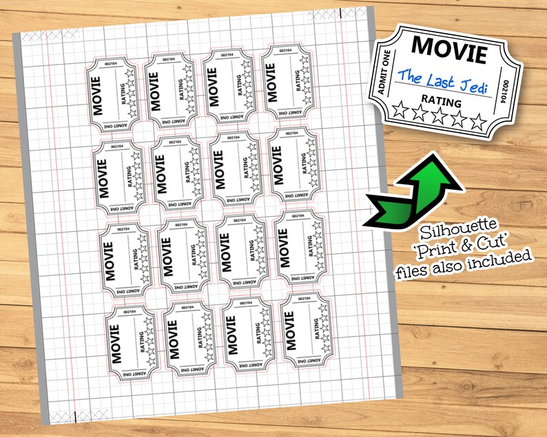 Movie Ticket Tracker Printable Stickers for Bullet Journal Planner ...
