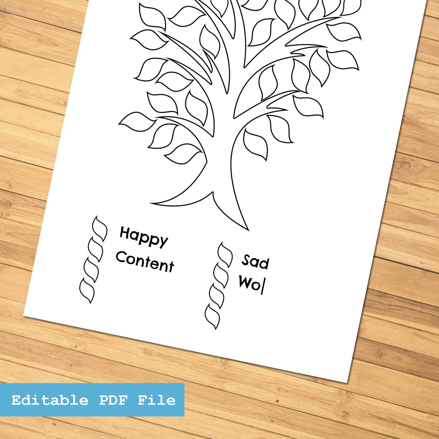 Monthly Mood Tracker Tree Nature Editable Printable PDF for Bullet ...