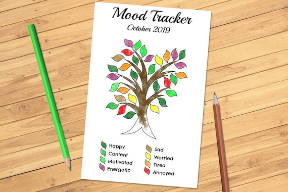 Monthly Mood Tracker Tree Nature Editable Printable PDF for - Etsy UK