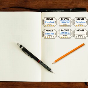 Movie Ticket Tracker Printable Stickers for Bullet Journal Planner Film ...