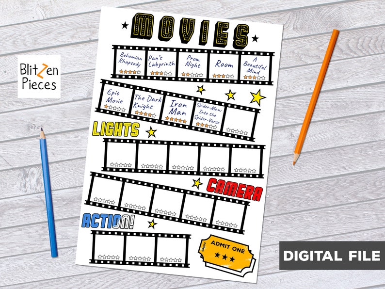 Movies Tracker Printable Log File for Bullet Journal - Etsy