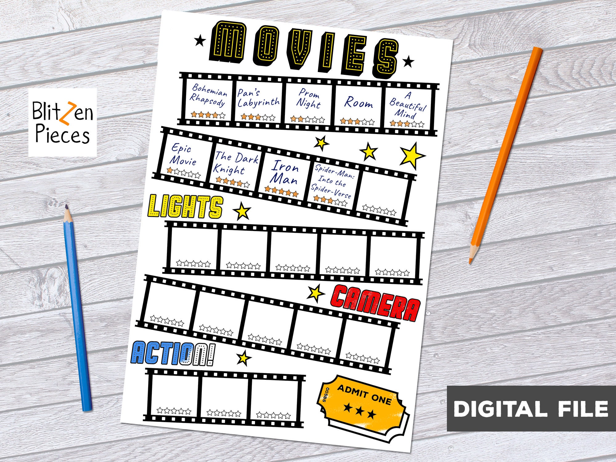 Printable Movie Tracker Template Movie To Watch List Movie Movie ...