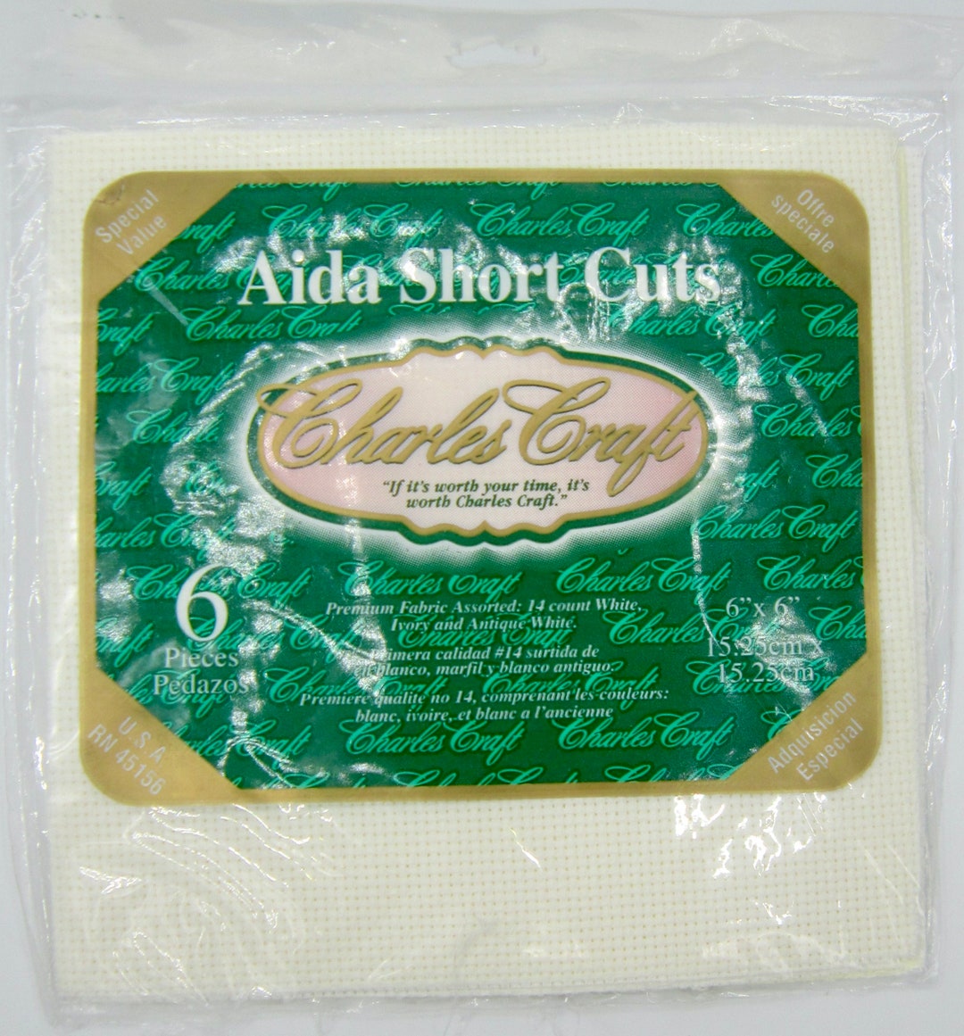 Charles Craft Short Cuts Cross Stitch Fabric Aida 14 Count - 6 of 6 In ...