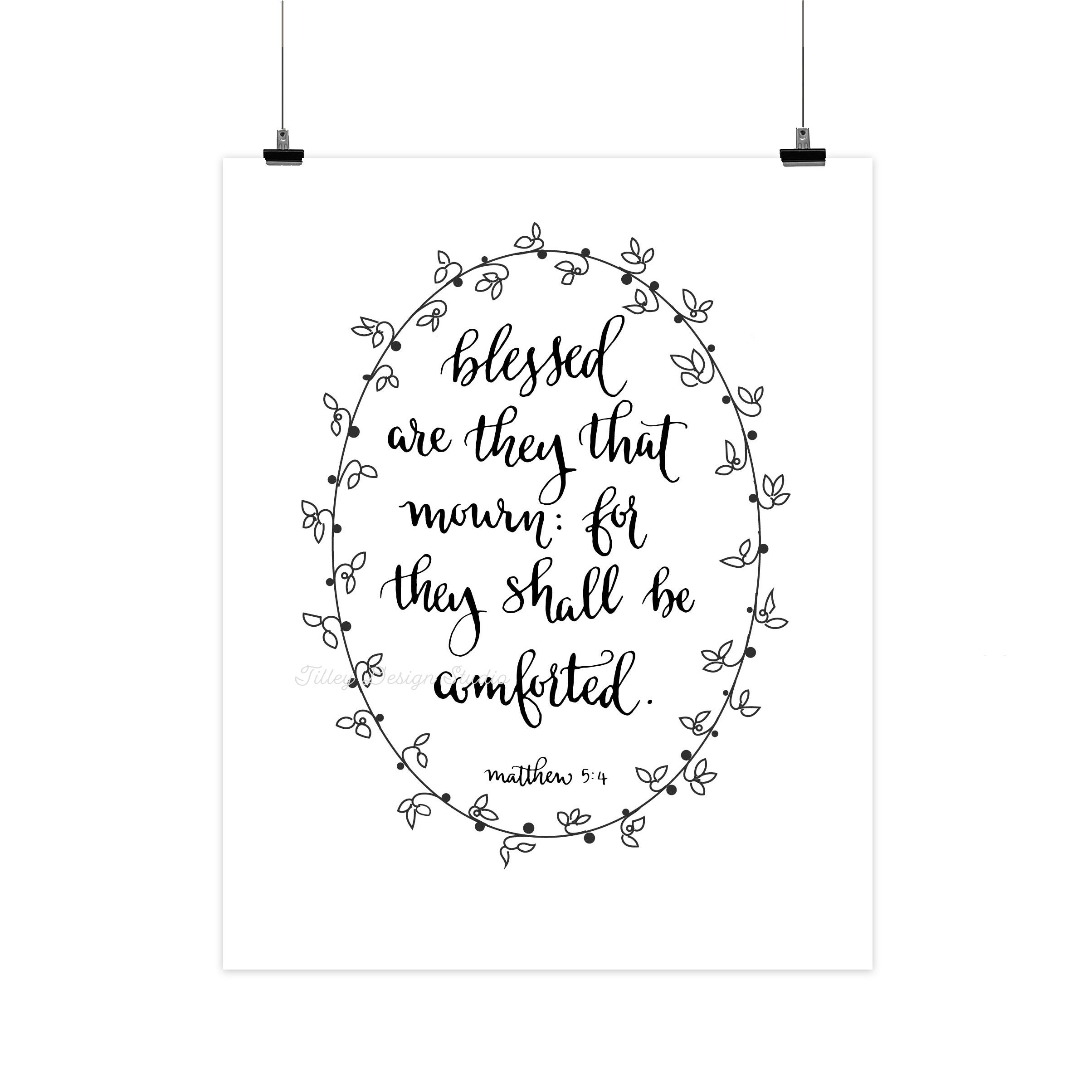 Bible Verse Matthew 5:4 | Instant Download | Blessed Are They That ...