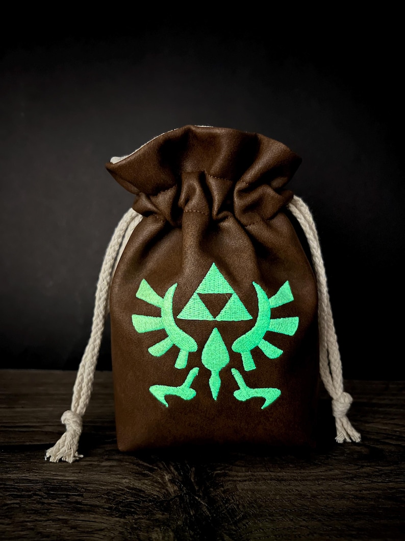 Glow-in-the-dark Embroidered Hylian Crest Rupee Bag With Rupees Legend ...