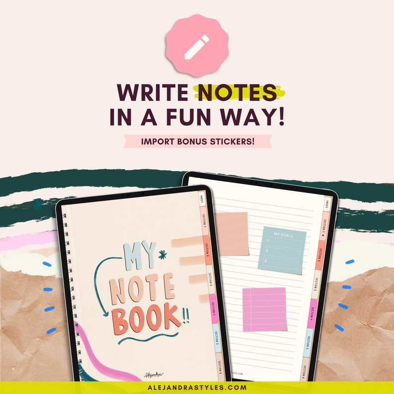 Digital Notebook Goodnotes Lined Digital Notebook 6 Subject - Etsy