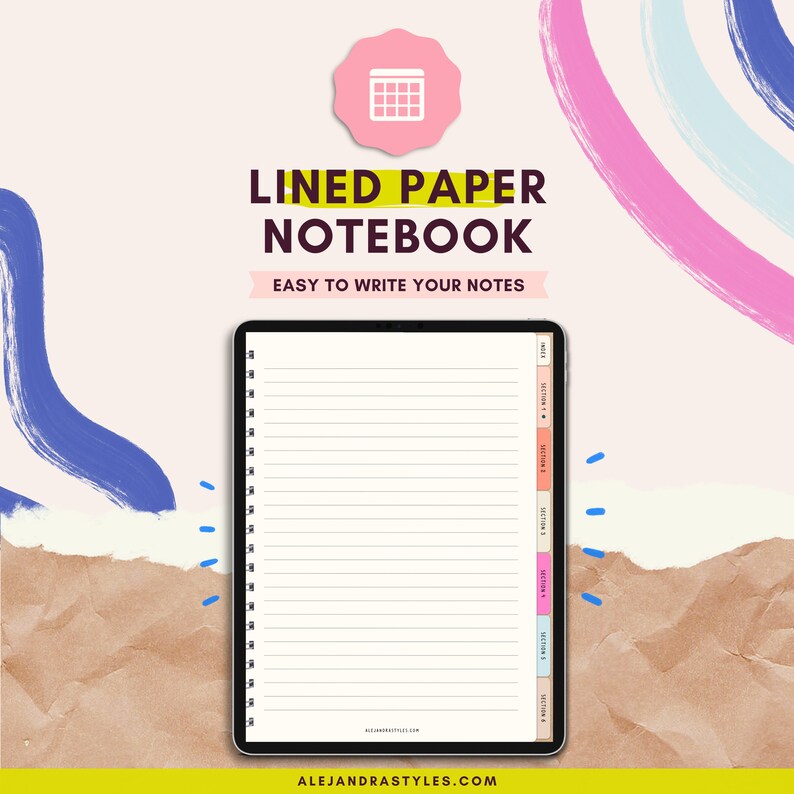 Digital Notebook Goodnotes Lined Digital Notebook 6 Subject - Etsy