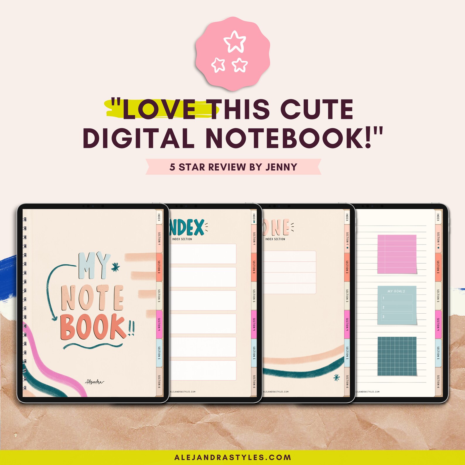 Digital Notebook Goodnotes Lined Digital Notebook 6 Subject - Etsy