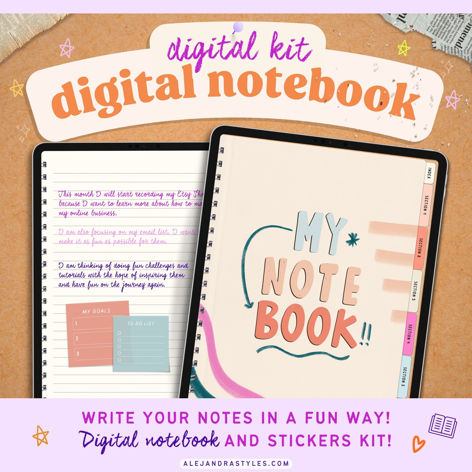 Digital Notebook Goodnotes Lined Digital Notebook 6 Subject - Etsy