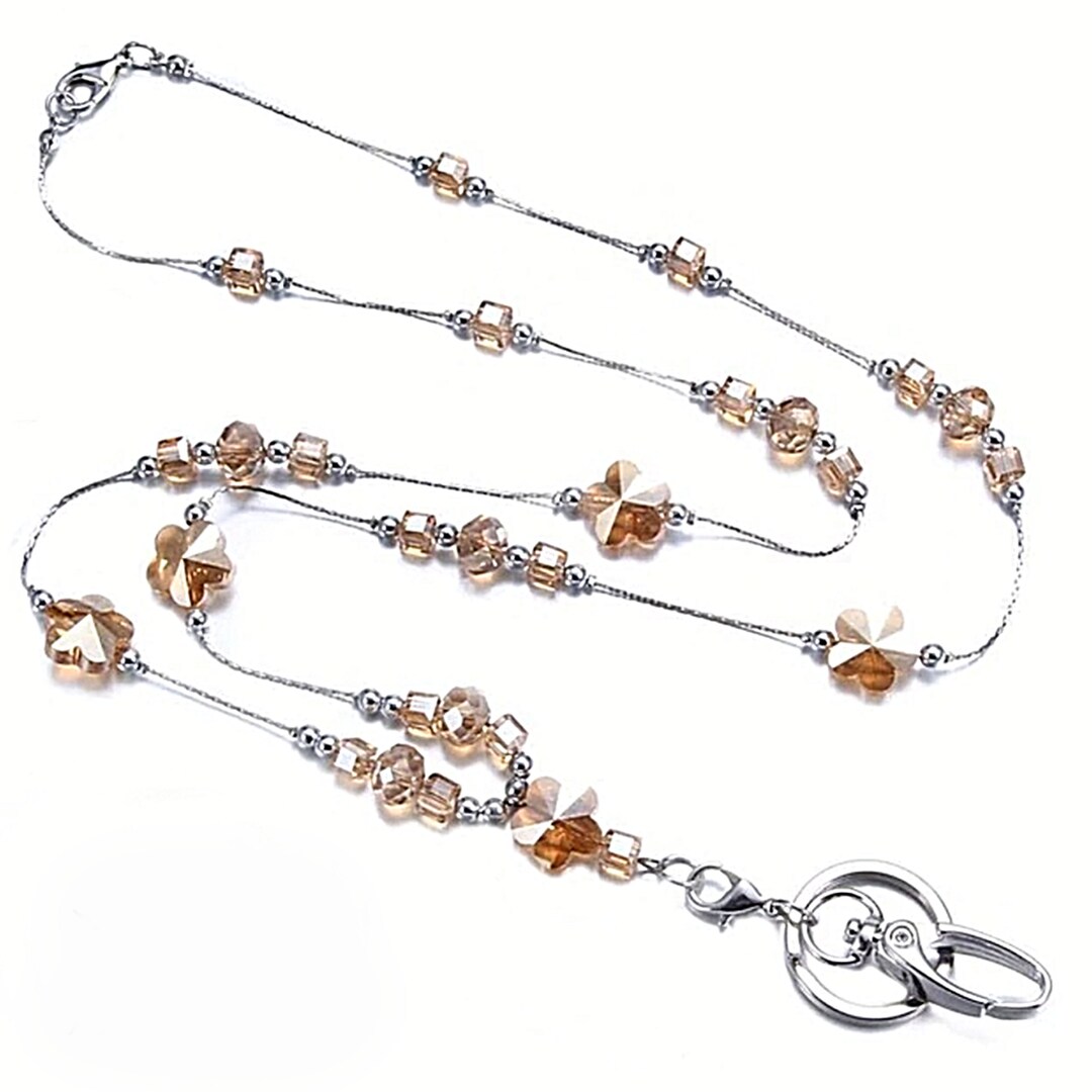 Crystal Gems Gemstone Pretty Silver Ladies Women's ID Badge Keys Holder ...