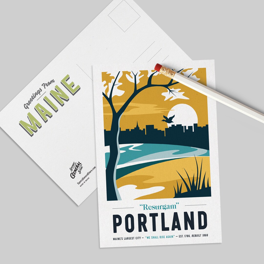 Portland Maine Postcard 5"x7" | Travel Postcard | Portland Postcard ...