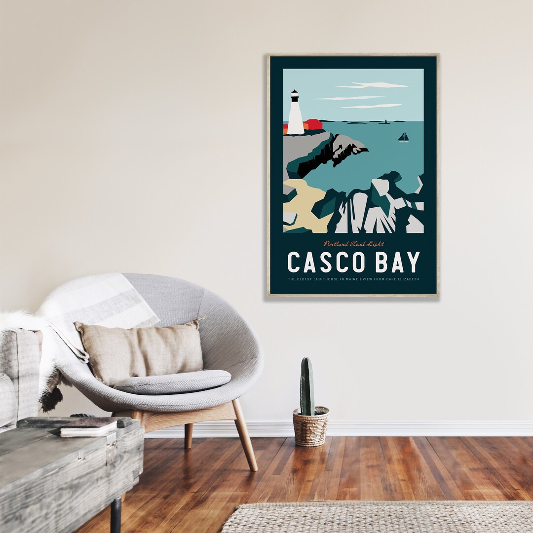 Casco Bay Maine Poster 16"x24" | Vintage Travel Poster | Ocean Poster ...