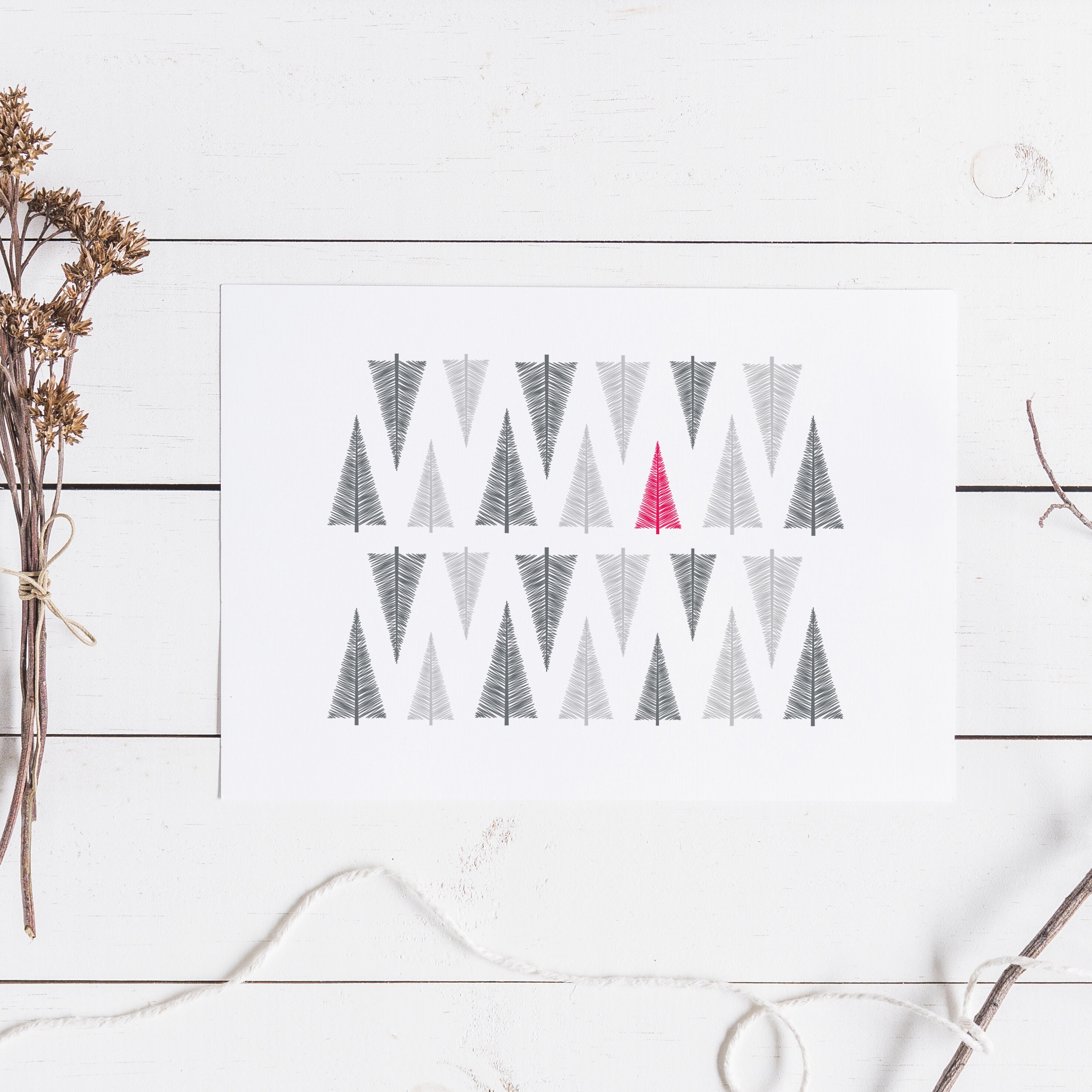 Tree Holiday Card | Pine Tree Card | Tree Christmas Card | Tree ...